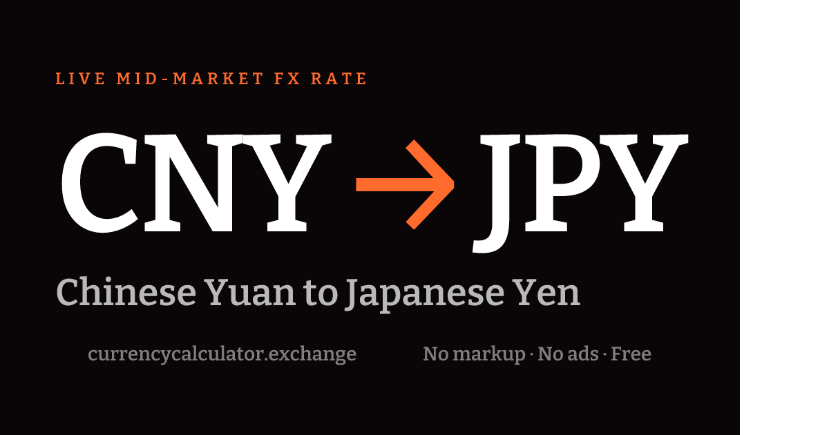 CNY to JPY — Chinese Yuan to Japanese Yen Exchange Rate Today ...