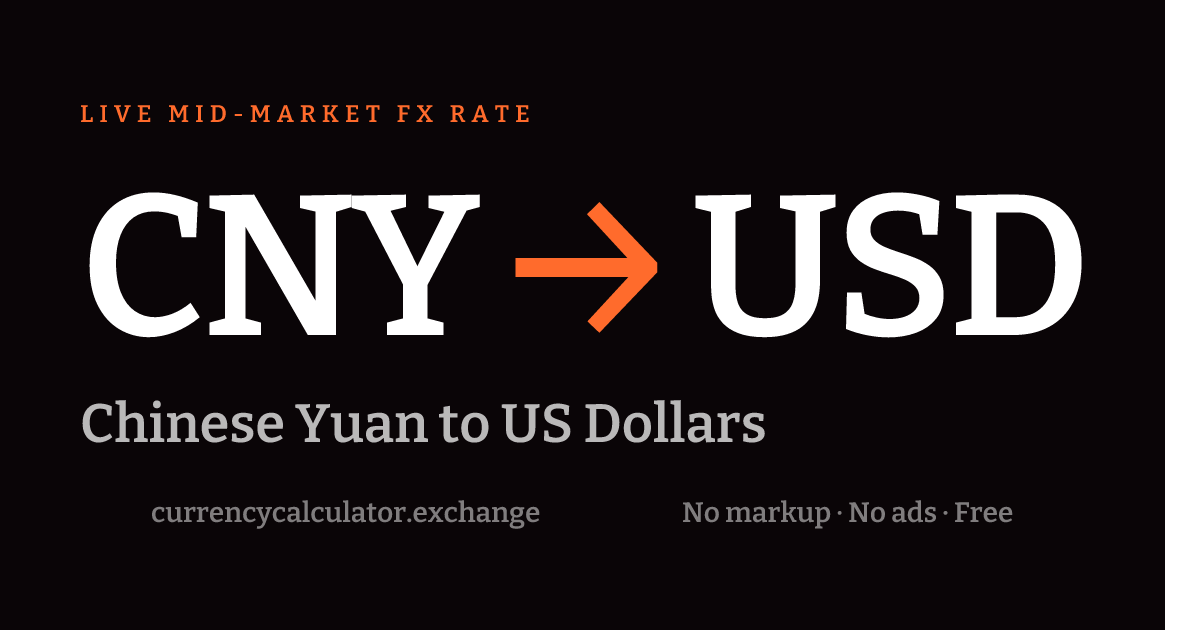CNY to USD — Chinese Yuan to US Dollars Exchange Rate Today | Currency ...