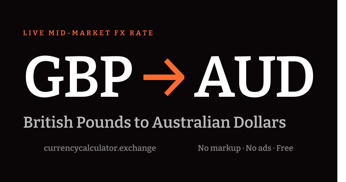 GBP to AUD — British Pounds to Australian Dollars Exchange Rate Today ...