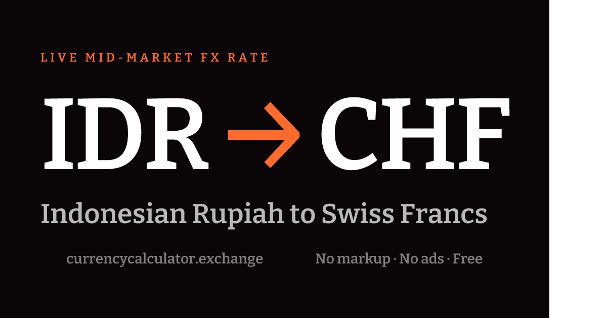 IDR to CHF — Indonesian Rupiah to Swiss Francs Exchange Rate Today ...