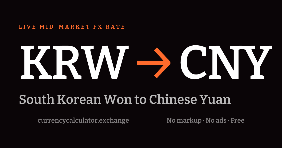 KRW to CNY — South Korean Won to Chinese Yuan Exchange Rate Today ...