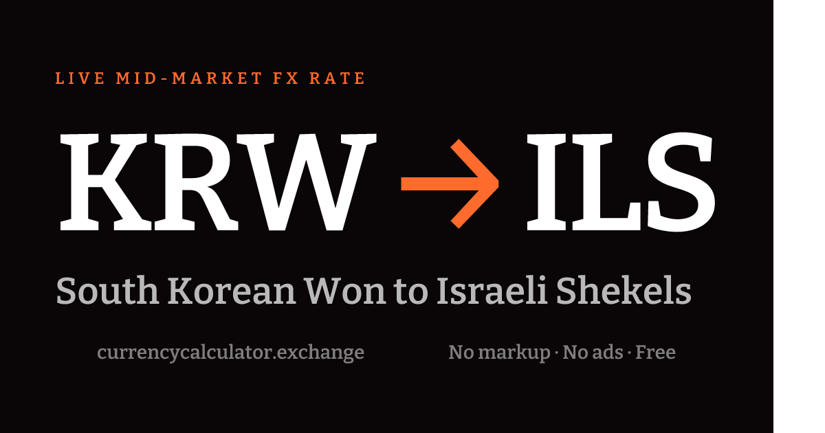 KRW to ILS — South Korean Won to Israeli Shekels Exchange Rate Today ...
