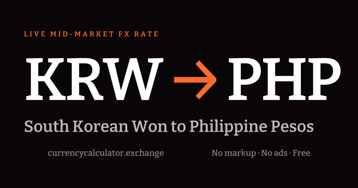 KRW to PHP — South Korean Won to Philippine Pesos Exchange Rate Today ...