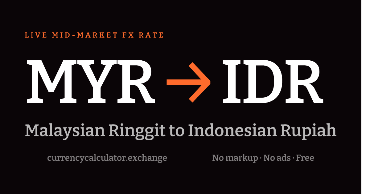 MYR to IDR — Malaysian Ringgit to Indonesian Rupiah Exchange Rate Today ...