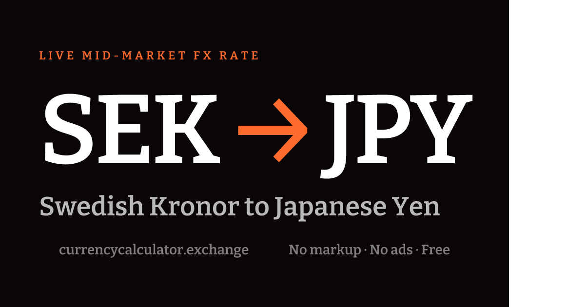 SEK to JPY — Swedish Kronor to Japanese Yen Exchange Rate Today ...