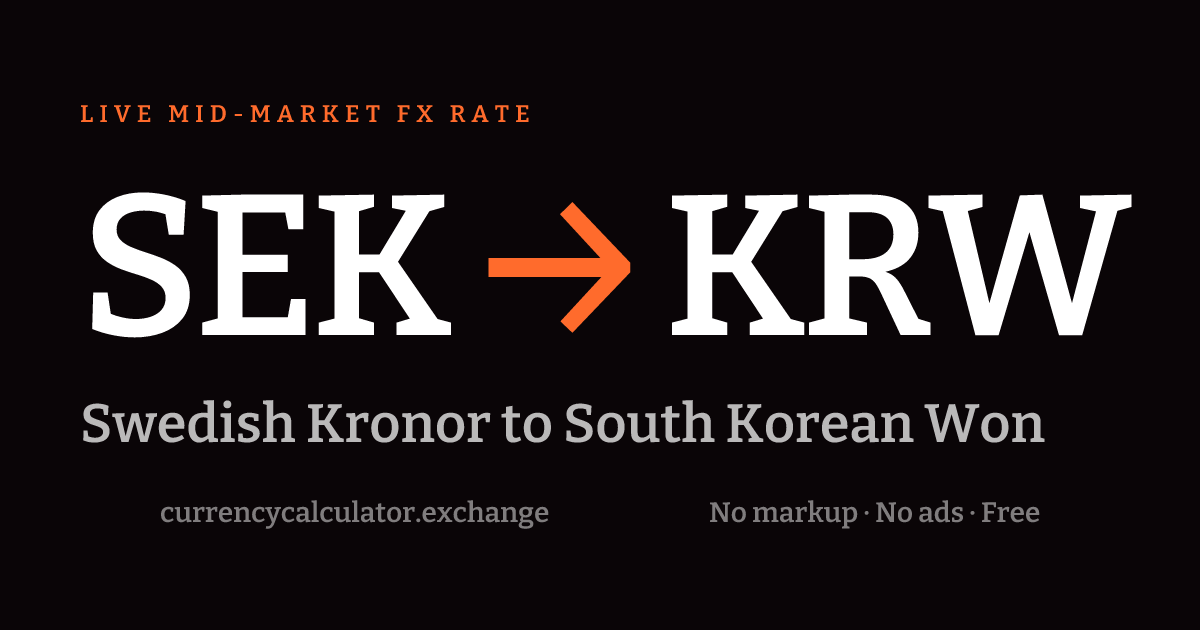 SEK to KRW — Swedish Kronor to South Korean Won Exchange Rate Today ...
